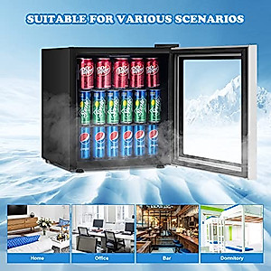 ARLIME Mini Fridge, Drink Cooler, 60 Can, Beverage Refrigerator with Glass Door, Removable Shelves for Soda Beer Wine, Small Drink Refrigerator for Bedroom, Office, Home Kitchen, Bar, 3.2 Cu. Ft.