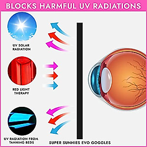 Super Sunnies Flex Flexible UV Eye Protection, FDA Compliant Individual Tanning Bed Goggles Eyeshields, Glasses, With a Clear Case/Box (Pink)
