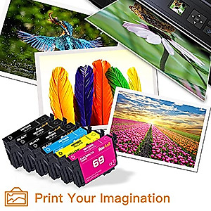 Run Star Remanufactured Ink Cartridege Replacement for Epson 69 T069 to use with Stylus C120 CX5000 CX6000 CX8400 CX9400 NX215 NX305 NX400 NX410 NX415 NX515 Workforce 1100 30 310 615 (6 Pack)
