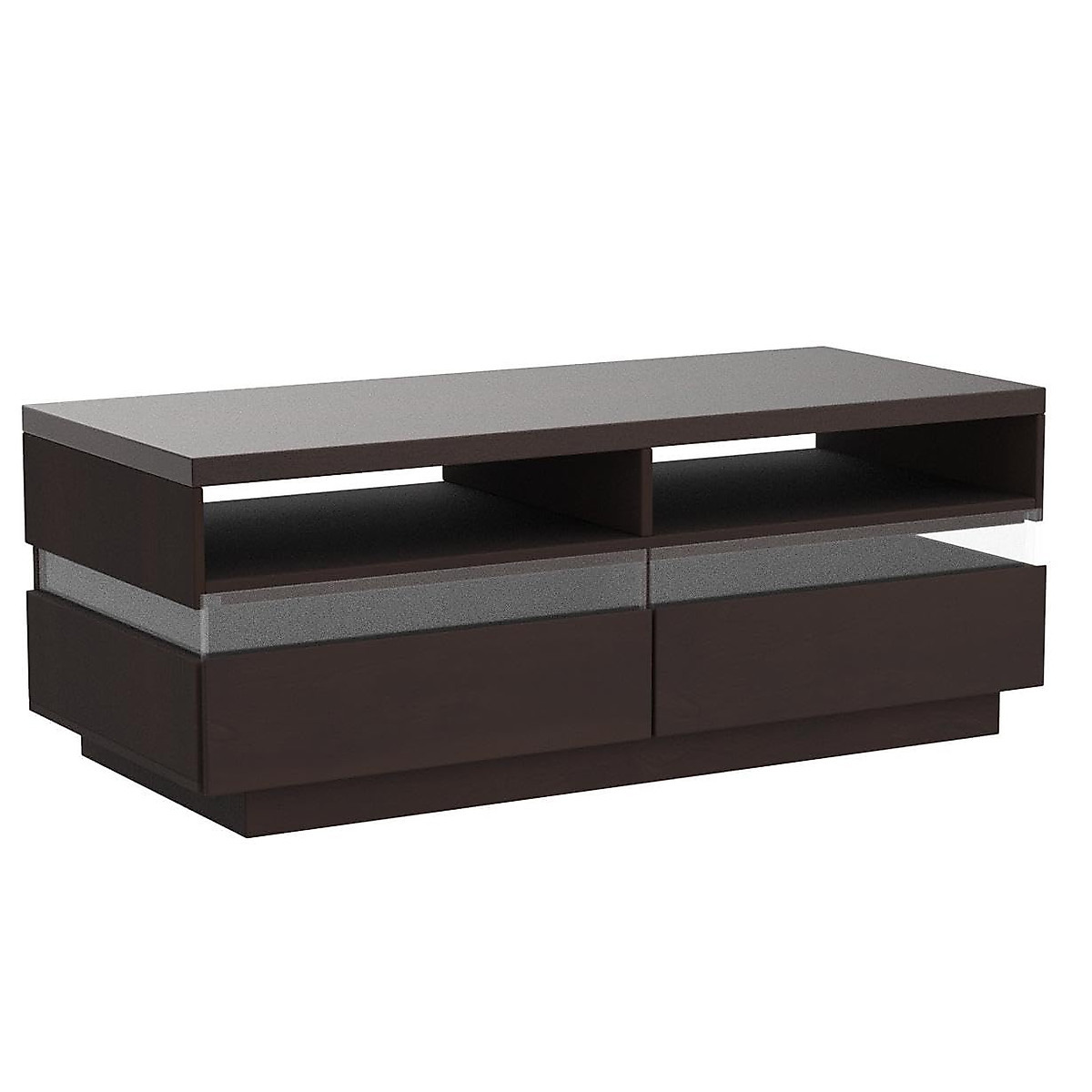 T4TREAM 48" LED Coffee Table with Storage, Modern Center Table with LED Lights & Power Strip, Coffee Table with Drawers for Living Room, Easy Assembly, Dark Walnut