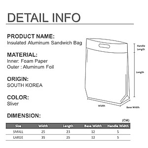 Ohara Insulated Easy Zip Lock Resealable Aluminum Sandwich Bag - Reusable Thermal Lunch Snack Bento Picnic Hot & Cold Pouch (10, Small)