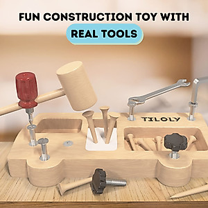 Montessori Toys for 3 Year Old and Up - Real Life Tools Wooden Toy Hammer & Screwdriver Board Set - Fine Motor Skills Toys for 3-5 Year Old Montessori Toys for 4 Year Old Busy Board for Toddlers 3-5