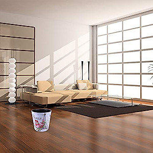 Lingxuinfo Scakbyer Waste Paper Bin, European British Style Tower Pattern Trash Can Wastebasket Garbage Can Without Lid Waste Bin for Kitchen Bathroom Bedroom (Tower Red Flower)