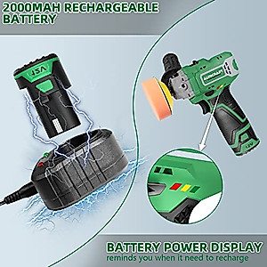 ALTOCRAFT Mini Polisher & Sander 3-inch, 12V Compact Cordless Small Buffer Waxer w/2.0Ah Battery,Variable Speed,5 Sandpapers,2 Flat Pads,Wool Pad for Car Detailing/DIY Polishing/Sanding/Waxing