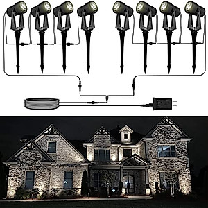 GLOBELIT Spot Lights Outdoor 27V Low Voltage Landscape Lighting Kit with Transformer IP65 Waterproof Garden Lights Outdoor Lights Lighting for Yard House Walkway Driveway Pool Patio 8 Pack