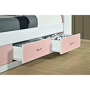 Hodedah Twin-Size Captain Bed with 3-Drawers and Headboard in Pink
