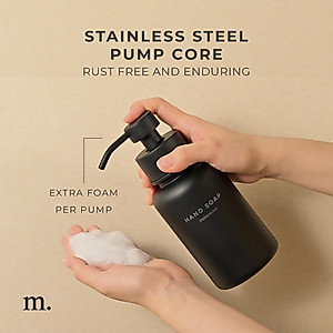 MaisoNovo Glass Foaming Hand Soap Dispenser 14 Oz | Black Foaming Soap Dispenser Black Pump x 1 w/Labels