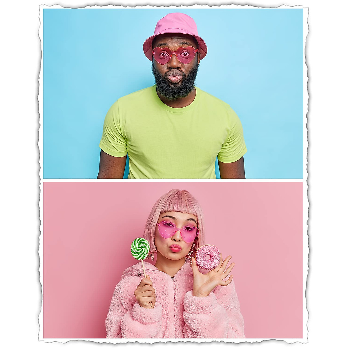 PARSUP 14 Pairs Heart Shaped Rimless Frameless Sunglasses Transparent Candy Color Glasses Tinted Eyewear Bachelorette Party Favors Photo Booth Props,14 Colors