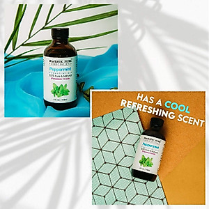 MAJESTIC PURE Peppermint Essential Oil | 100% Pure and Natural Peppermint Oil | Premium Grade Essential Oils for Hair Care, Home Diffusers, Aromatherapy, Massage and Humidifiers | 4 Fl Oz (Pack of 2)