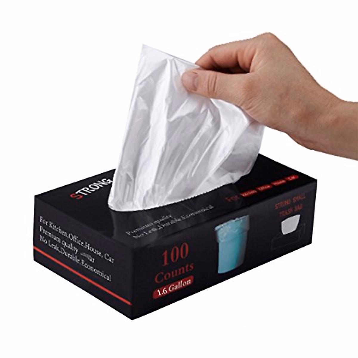 Feiupe 1.6 Gallon Extra Strong Small Trash Bag Garbage Bag Trash Can Liner,100 Count (1.6 Gallon)