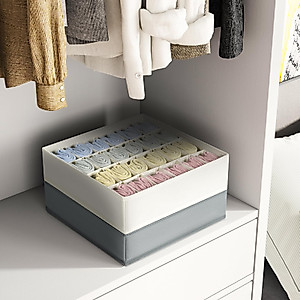 Easortm Sock Organizer 4 Pack, Large Sock Drawer Divider, Underwear Storage 24 Cell Closet Organizers and Storage for Wardrobes, Drawers. (Beige)