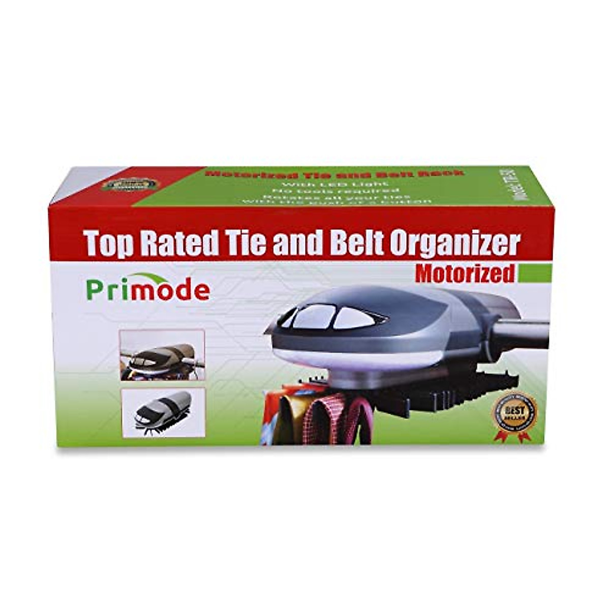 Primode Motorized Tie Rack Stores Up to 50 Ties– Closet Organizer, Holds & Displays Up to 50 Ties Or Belts, Rotation Operates with Batteries. Great Gift Idea for Fathers Day