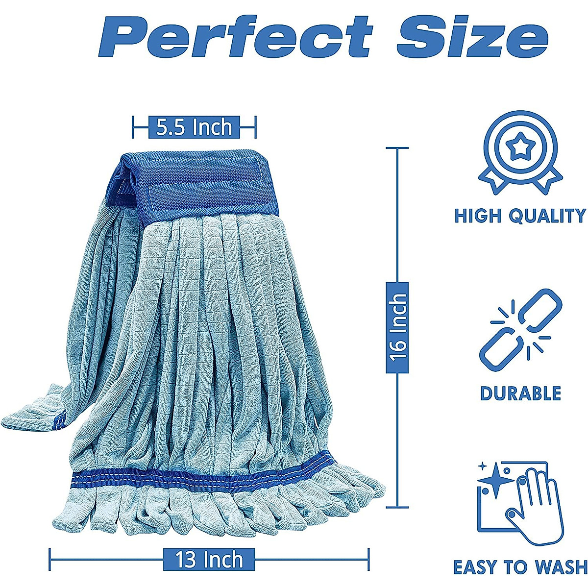 2 Pack - Large Microfiber Tube Mop 400GSM - Heavy Duty Industrial Wet Mop Head Refill,Commercial, Thick Fiber, Replacement Heads, Extra Absorbent