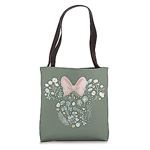 Disney Minnie Mouse Icon Spring Flowers Sage Green Tote Bag