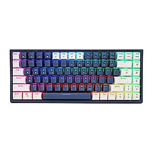 CQ84 Wireless Mechanical Gaming Keyboard, Compact 84 Keys, Programmable RGB Backlight, 60% Keyboard, Blue and White Keycaps for Ipad, Android/windows Tablet, Desktop, PC Gamer(Brown Switch)