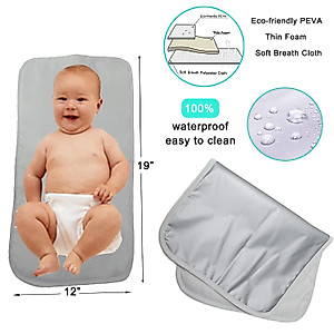 Portable Diaper Changing Pad for Baby Diaper Changing Kit with Detachable Changing Mat and Wipes Pocket Newborn Girls and Boys Baby Shower Gifts (Grey)