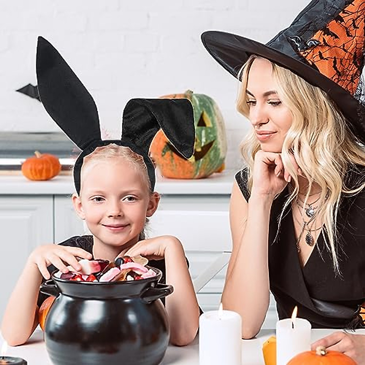 Gaoikerr Halloween Bunny Costume Set Black Bunny Ears and Tail Halloween Bunny Accessories for Halloween Cosplay Party