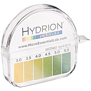 Micro Essential Lab 3110M18EA 325 Hydrion Short Range pH Test Paper Dispenser, 3.0-5.5 pH