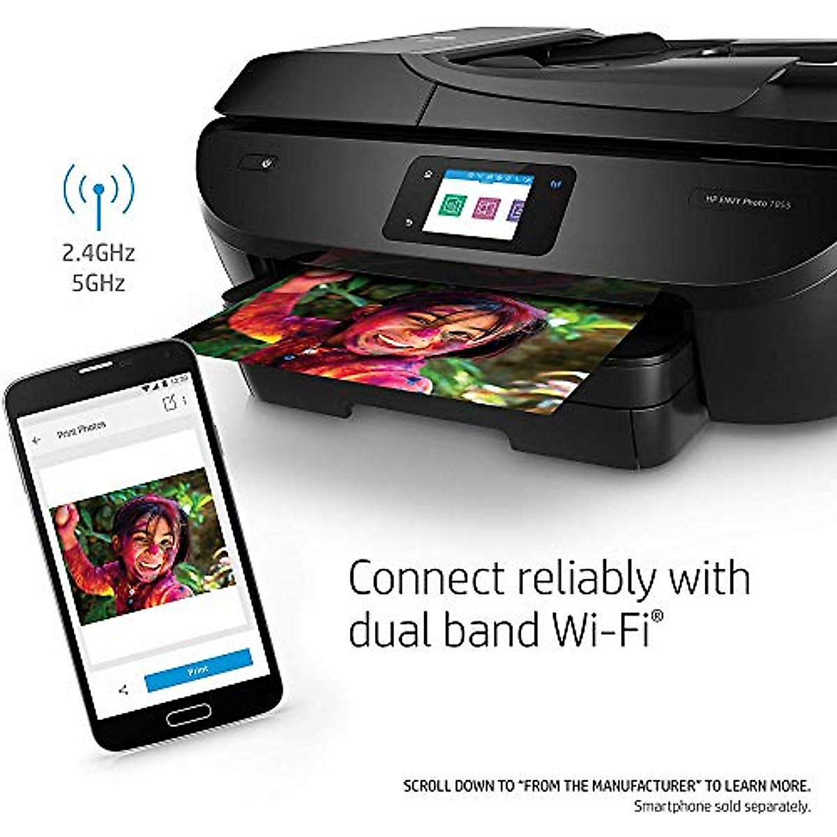 HP ENVY Photo 7855 All in One color Photo Printer with Wireless Printing, HP Instant Ink ready, Works with Alexa (K7R96A)