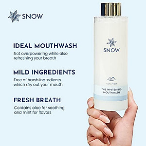SNOW Oral Care Teeth Whitening Mouthwash | Alcohol Free Whitening Mouthwash | Promotes Fresh Breath and White Teeth | Made with Soothing Aloe for Sensitive Gums (Arctic Frost)
