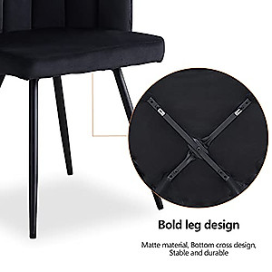 TUKAILAi Cute Petal Dining Chair, Modern Velvet Accent Chair with Shell Shaped Backrest, Thick Padded Seat and Black Metal Legs, Leisure Tub Chair for Kitchen Bedroom Living Room (Black)