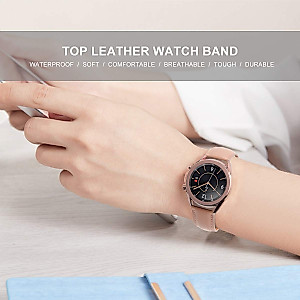 Genuine Leather Bands Compatible with Galaxy Watch 3 41mm/45mm,Woman Man 20mm/22mm Wristband Quick Release Strap for Galaxy Watch 42mm/Watch 4 Classic/Watch 46mm Smartwatch