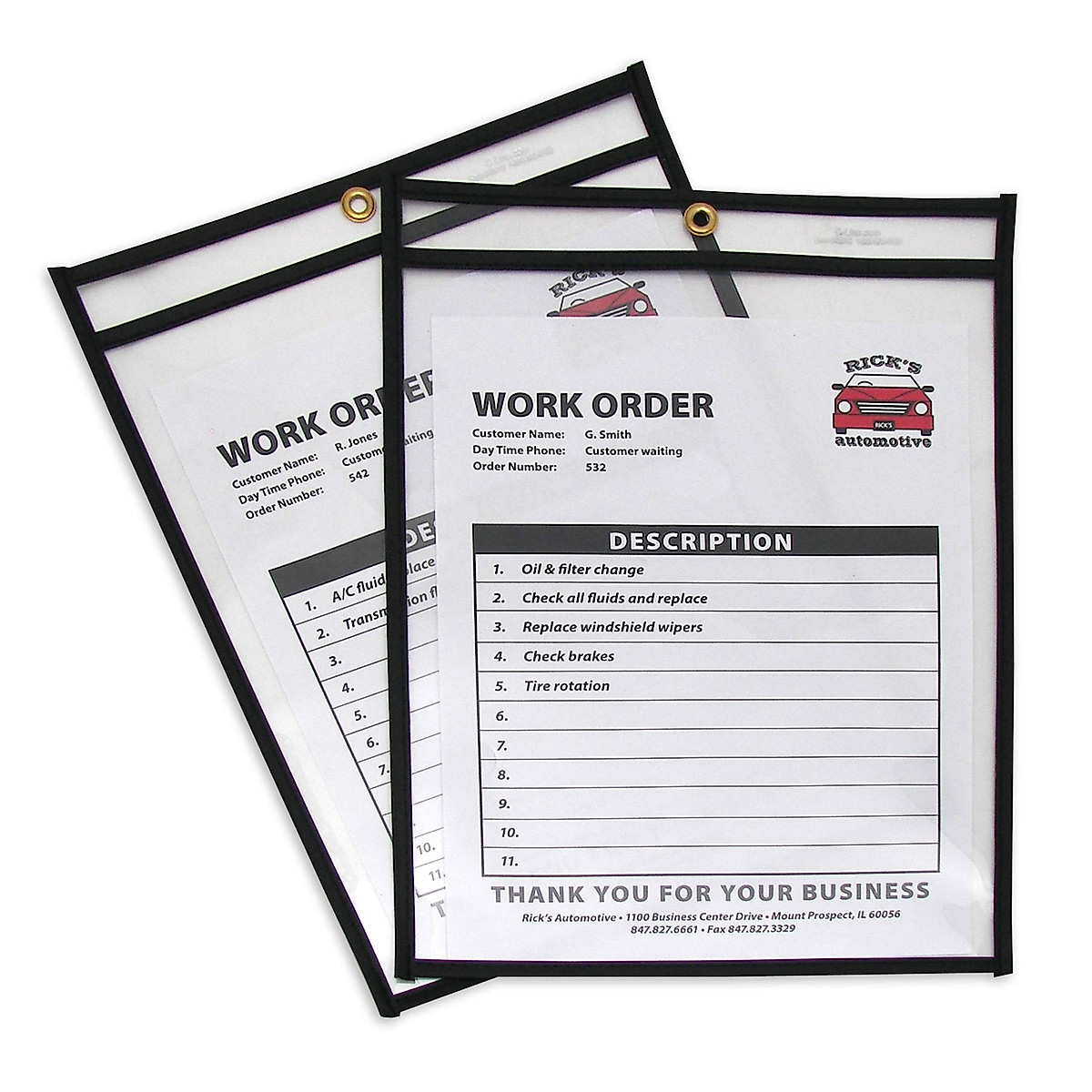C-Line Stitched Shop Ticket Holders, Both Sides Clear, 9 x 12 Inches, 25 per Box (46912)