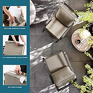 ARTPLAN Olefin 24x24 Deep Seat Patio Cushions for Outdoor Furniture,Extra 6 inch Thick,Back 18"x24",Removable,Replacement,Solid/Floral,Outdoor/Indoor,Khaki