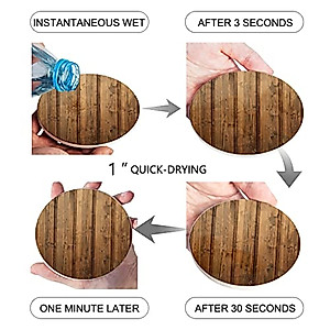 QUANJJ Retro Wood Grain Plank Texture Ceramic Coaster Set Coffee Tea Cup Coasters Kitchen Accessories Round Placemat (Color : D, Size : 6pcs)