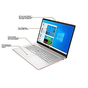 2021 Newest HP Pavilion 17 Laptop, 17.3" HD+ Touchscreen Screen, AMD Ryzen 3 5300U(Beats i7-8265U), 32 GB RAM, 1TB PCIe NVMe SSD, Long Battery Life, Webcam, Mics, WiFi, Windows 10 Home, Rose Gold