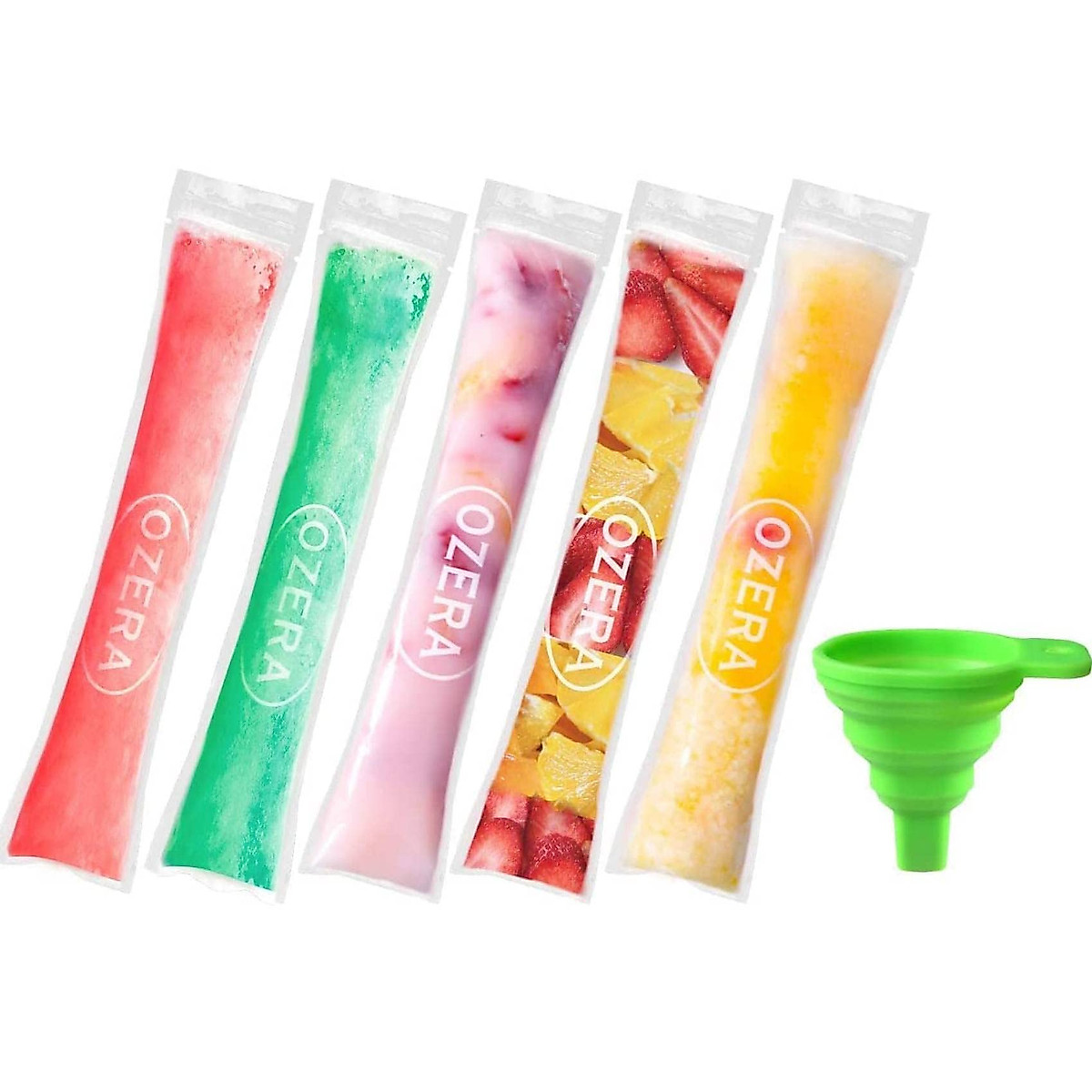 Popsicle Bags 180 Pack Ice Pop Bags Disposable Popsicle Pouches with Silicone Funnel, DIY Popsicle Freezer Bags for Kids Healthy Snacks, Yogurt Sticks, Juice and Fruit Smoothies and Ice Candy Pops
