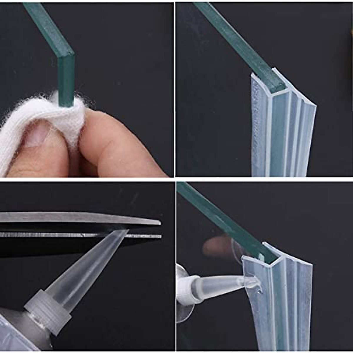 Queenbox Shower Door Seal Strip 120 inches Cuttable Length, 20mm Extended Water Retaining Edge, Frameless Glass Door/Window Sweep to Stop Shower Water Leaks, 1/4"(6mm) Glass Thickness, Clear (F-Type)