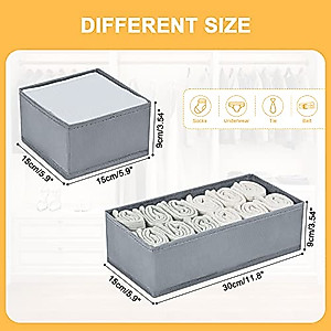 DIMJ Drawer Organizer, Underwear Drawer Organizer Divider, Set of 4 Fabric Drawer Organizer, Dresser Drawer Dividers for Baby Clothes, Socks, Belt, Tie (Grey)