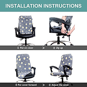Melaluxe Office Chair Cover - Universal Stretch Desk Chair Cover, Computer Chair Slipcovers (Size: L) - Black