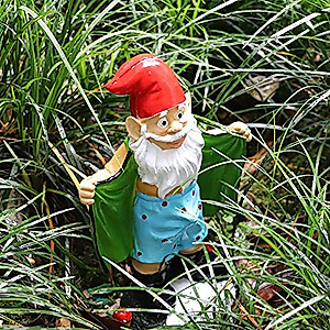 Tirifer 8.3inch/21cm Big Size Garden Gnome, Polyresin Outdoor Sculpture Gnome Statue Garden Figurine Art Garden Decoration for Lawn Yard Balcony Porch Patio