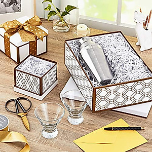 Hallmark Nested Gift Boxes with Lids and Fill (Set of 3, White and Gold, Assorted Sizes) for Valentine's Day, Weddings, Bridal Showers and More