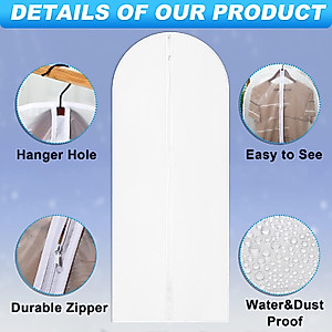 Weysat Set of 36, 24 x 60 Inch Hanging Garment Bag Clear Garment Covers Plastic Clothes Protectors for Hanging Clothes Storage Full Zipper Suit Bags PEVA Breathable Cover for Clothing Coat