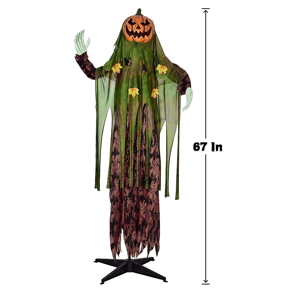 Presence Halloween Standing Pumpkin Man with Lights& Sounds, Outdoor Indoor Pumpkin Clearance Spooky Jack O' Lantern Props Decor Lawn Backyard Garden
