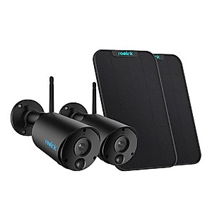 REOLINK 2K Solar Security Camera Wireless Outdoor, Argus Eco-B+Solar Panel, No Monthly Fee, Human/Vehicle Detection, 3MP Night Vision, 2-Way Audio, WiFi Home Security Camera Works with Alexa(2 Pack)