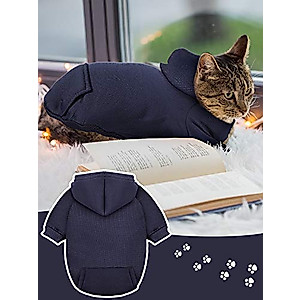 Syhood 4 Pieces Small Dog Sweaters Dog Hoodie Clothes with Hat for Small Dogs Chihuahua Clothes with Pocket Puppy Pet Winter Clothes Warm Hoodies Coat Sweater Shirt(M)