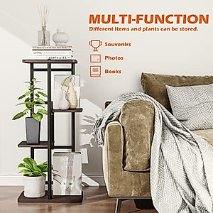 Bamworld Plant Stand Indoor Small Metal Plant Shelf Black Plant Holder 4 Tier 5 Potted for Multiple Plants Corner Plant Table for Patio Garden Balcony Living Room