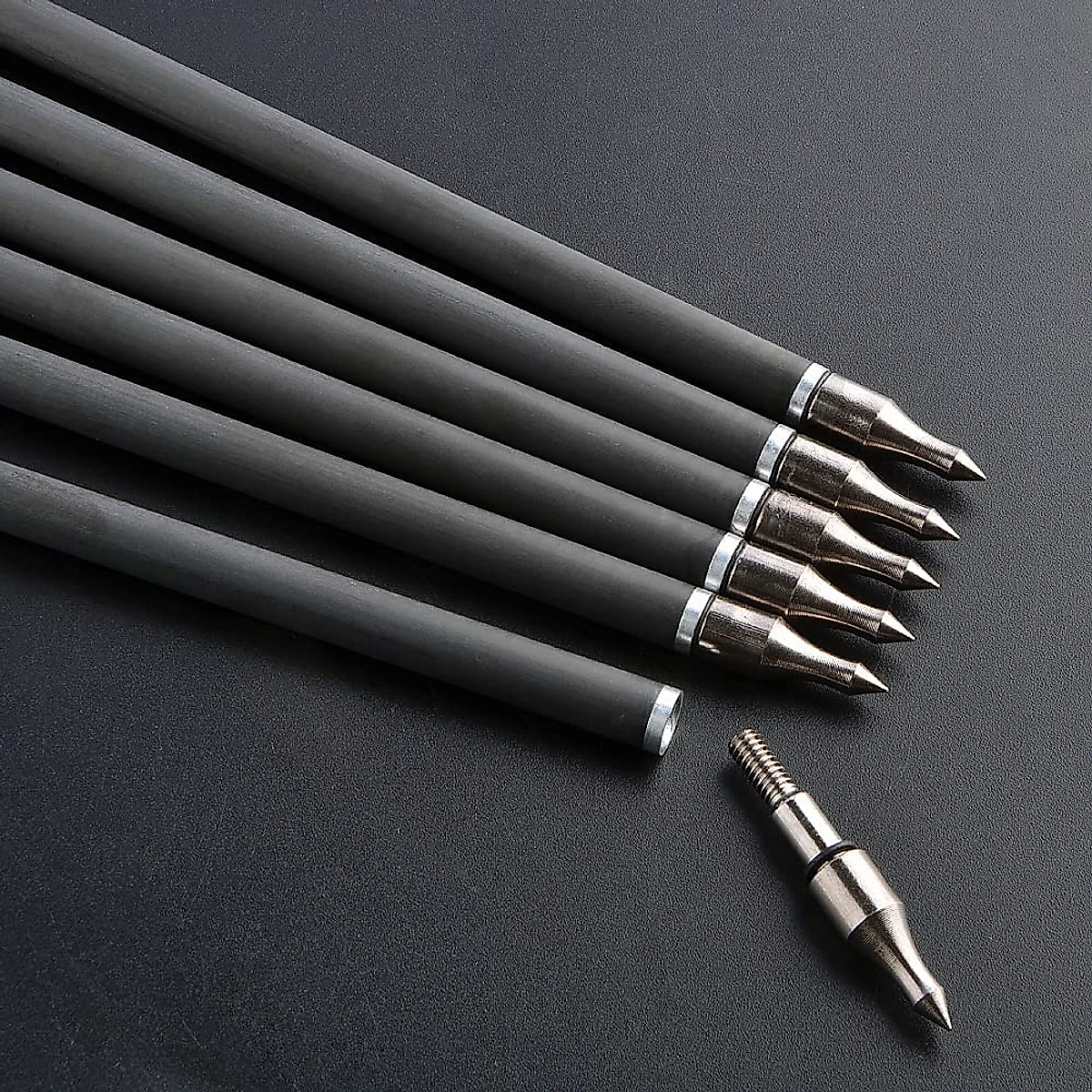 SHARROW 33 inch Carbon Arrow Hunting Arrows 400 Spine with 100 Grain Removable Tips for Archery Compound & Recurve & Traditional Bow Hunting Practice Shooting 6/12pcs (12pcs, Green)