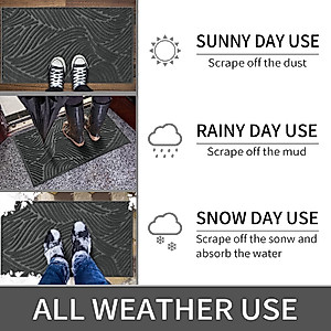 Yimobra Front Door Mat Outdoor Entrance, Ultra Water Absorbent, Heavy Duty Patio Guard Welcome Matt, Non-Slip Rubber Backing, Easy Clean Shoe Scraper, Indoor, Entryway, 47x24 Inch, Dark Grey