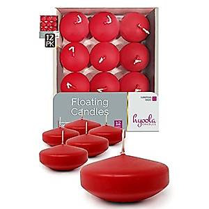 HYOOLA Premium Red Floating Candles 3 Inch - 8 Hour - 12 Pack - European Made