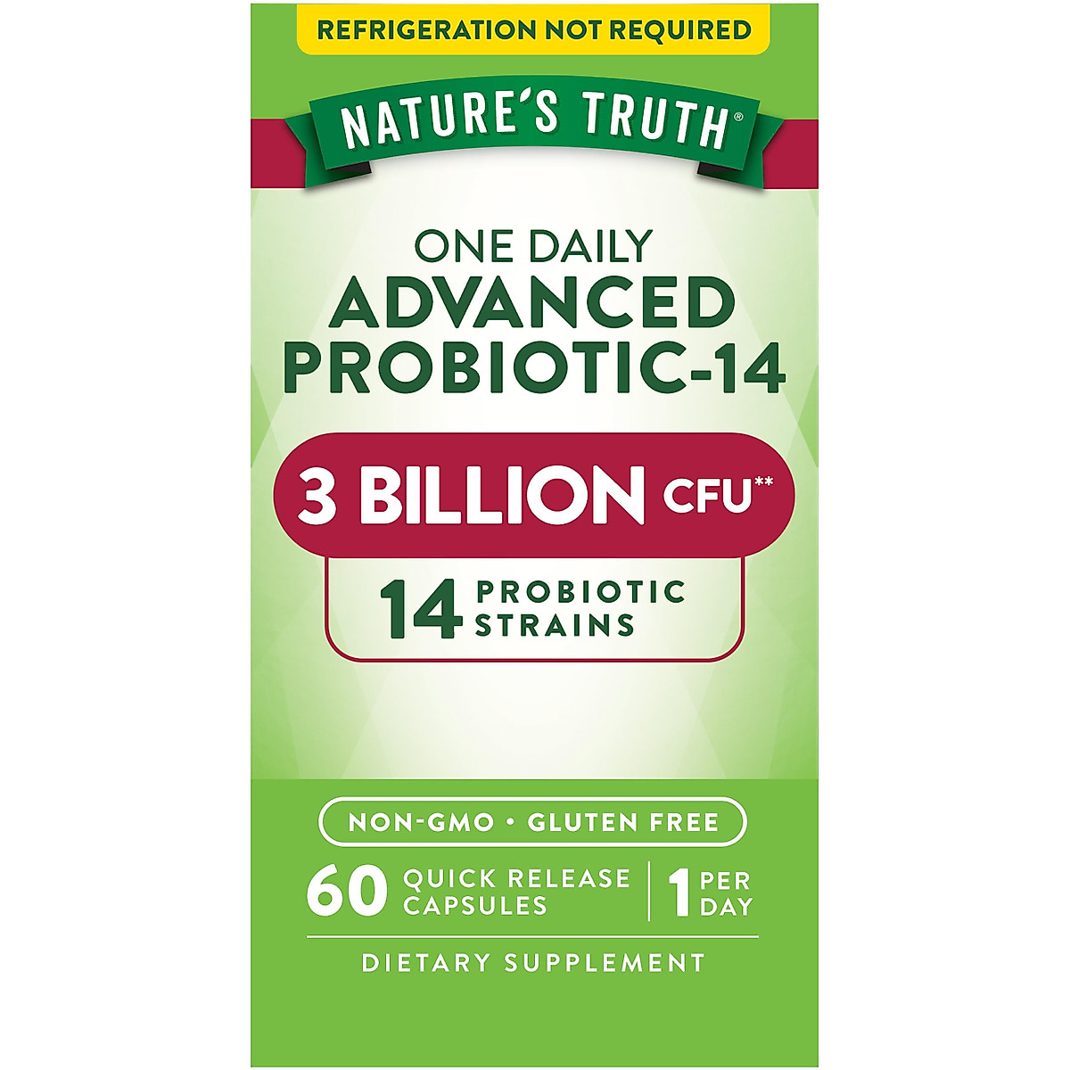 Probiotics for Men and Women | 3 Billion CFU | 60 Capsules | 14 Strains | Non-GMO & Gluten Free | by Nature's Truth