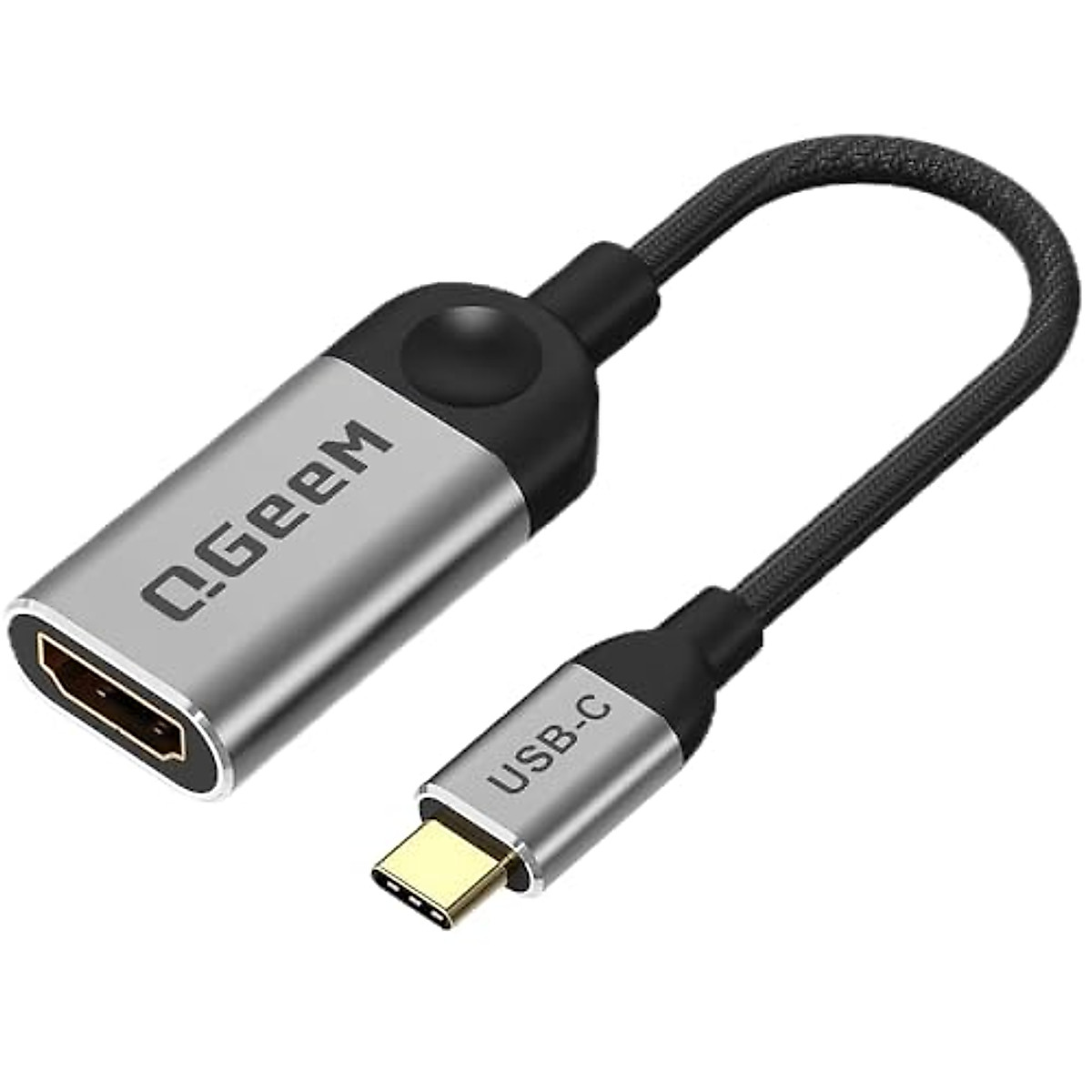 QGeeM USB C to HDMI Adapter 4K Cable, USB Type-C to HDMI Adapter [Thunderbolt 3/4] HDMI Adapter for Laptop MacBook Pro/Air, iPhone15 Pro max, Dell XPS, HP.Pixelbook, Thinkpad,Surface,Ipad Pro etc.