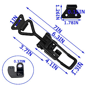 4Pack Heavy Duty Toggle Latch Clamp, 1320lbs 4003 Latch-Style Toggle Clamp with Lock Hook, Pull Action Latch with Catch Plate, Metal Quick Release Draw Latch for Trunk Jig Smoker Door Tool Boxes