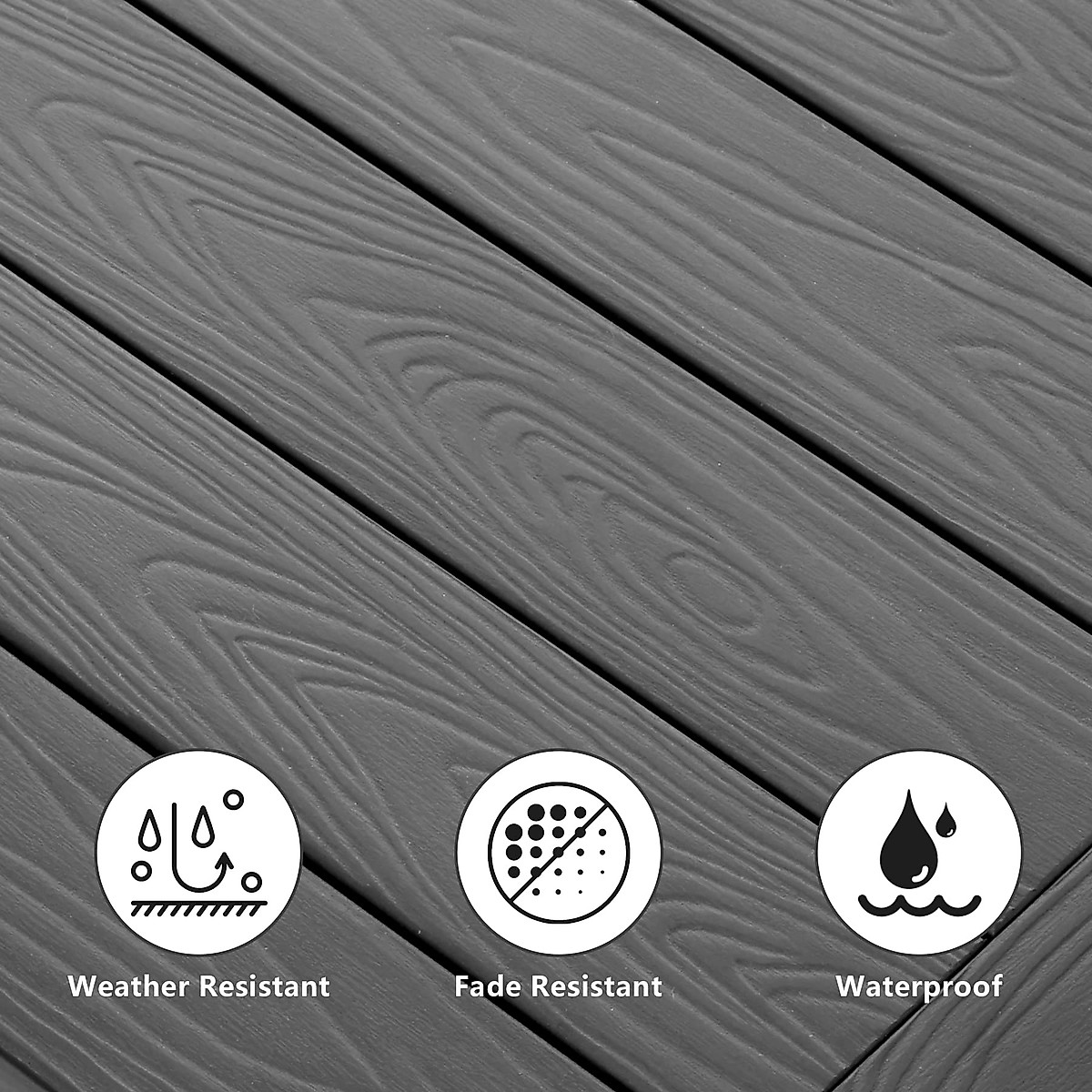 Meluvici Double Adirondack Side Table Weather Resistant, Outdoor Rectangular End Table for Adirondack Chair, Black with Wood Grain