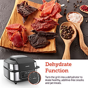 COSORI Indoor Grill & Smart XL Air Fryer Combo Aeroblaze, 8-in-1, 6QT, Grill, Broil, Roast, Bake, Crisp, Dehydrate, Preheat & Shake Remind & Keep Warm, Works with Alexa & Google Assistant, Black