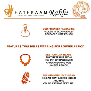 HATHKAAM Set of 2 Designer Evil Eye Blue Rakhi | Traditional Handmade Rakhi for Brother Bhai | Rakhi Bracelet for Bhaiya Combo Gift made with fine Threads for Rakhsha Bandhan (HKR2006)